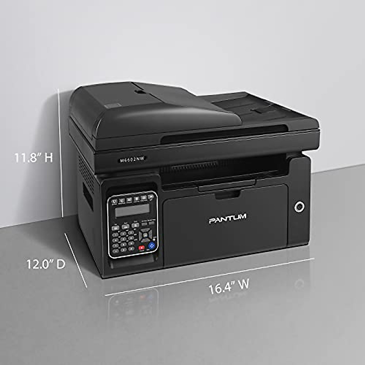 Pantum M6602NW All-in-One Monochrome Laser Printer Copier Scanner Fax with Wireless Ethernet & USB2.0 Capabilities, 150 Pages Paper Input Capacity (V7W99B)