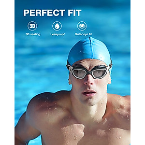 ZIONOR Swim Goggles, G1 SE Swimming Goggles Anti-fog for Adult Men Women (A0-Clear Lens Black White Frame)