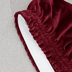 ITFRO Red Wine Club Chair Slipcover Stretch Velvet Tub Chair Cover Barrel Armchair Cover Sofa Cover Furniture Protector for Living Room (Red Wine)