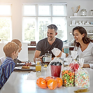 Labeol 60Pcs Cellophane Bags 8X11 Gusset Bottom Goodie Bags Treat Bags with Ties Clear Gift Bags for Packaging Party Favor Cookie Candy Cookie Gift Wrapping Valentines Day