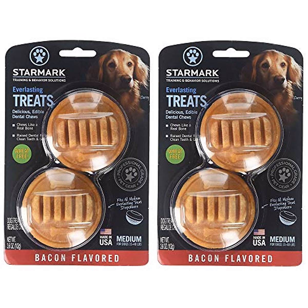 Starmark, Everlasting Bacon Dog Dental Chew, Medium, Pack of 2