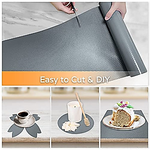 Shelf Liners for Kitchen Cabinets Washable Refrigerator Liners Oil-Proof Drawer Liners for Kitchen Dining, 12 in x 20 FT, Gray (12 Inches x 20 FT x 1 Roll)