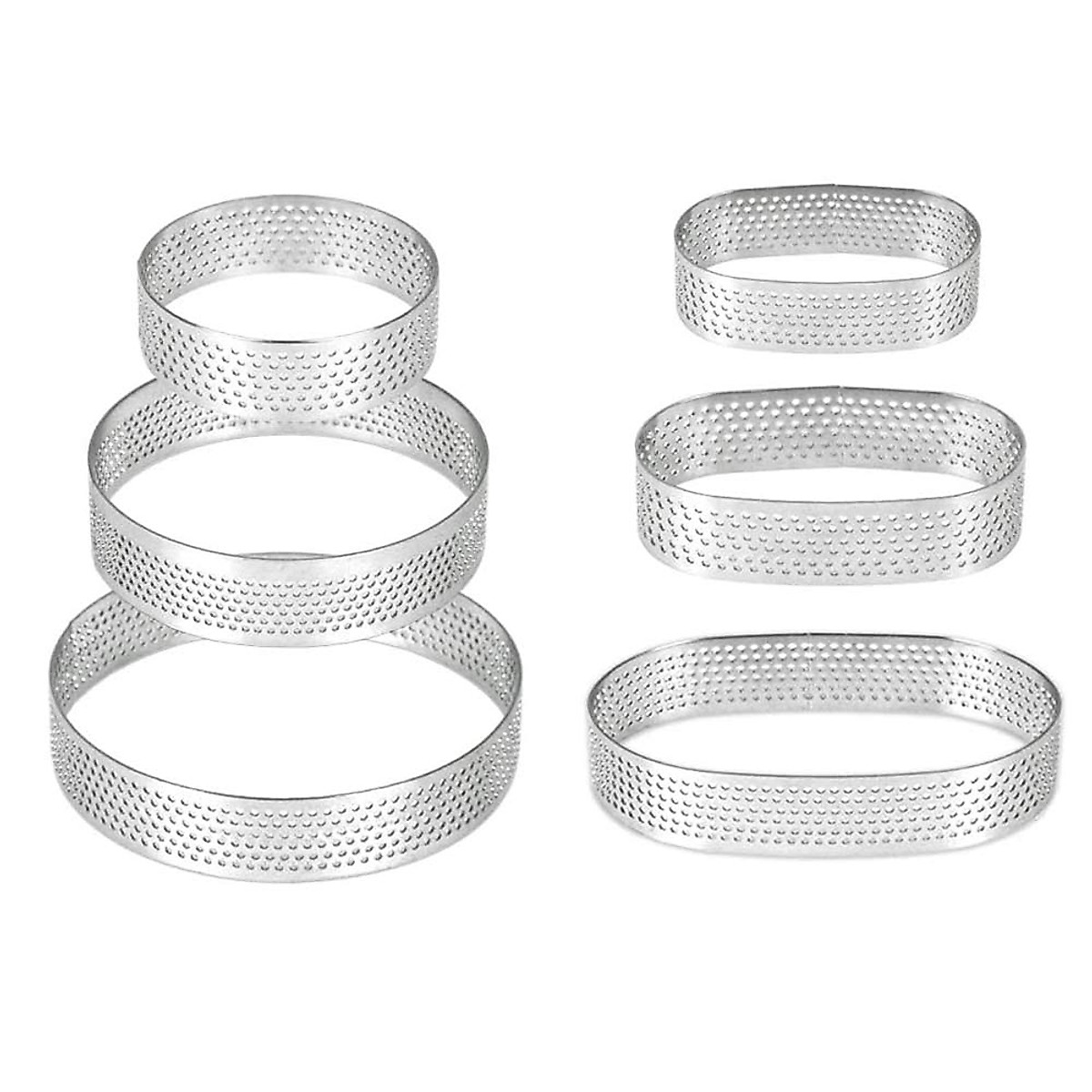 WSNM Steel Perforated Tart Rings,Heat-Resistant Porous Cake Mousse Molds,Non-Stick Bottom Tower Pie Cake Rings