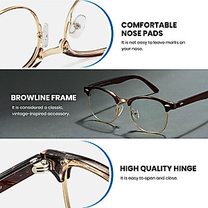 Cyxus Blue Light Glasses Men Retro Semi Rimless Clear Blue Light Glasses for Computer Eye Strain Gaming Glasses Anti Harmful Blue Light for Men Women