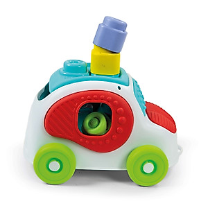 Clementoni- Soft Clemmy Sensory Car: Fun & Developmental Play for Babies & Toddlers, Stimulating Textures, Shapes & Stacking Blocks - Multicolored (6+ Months)