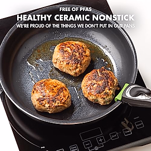 GreenPan Clip Series 10" Frying Pan Skillet with Detachable Handle, Aluminum, Healthy Ceramic Nonstick Coating, Induction, Dishwasher Safe, PFAS-Free, Black
