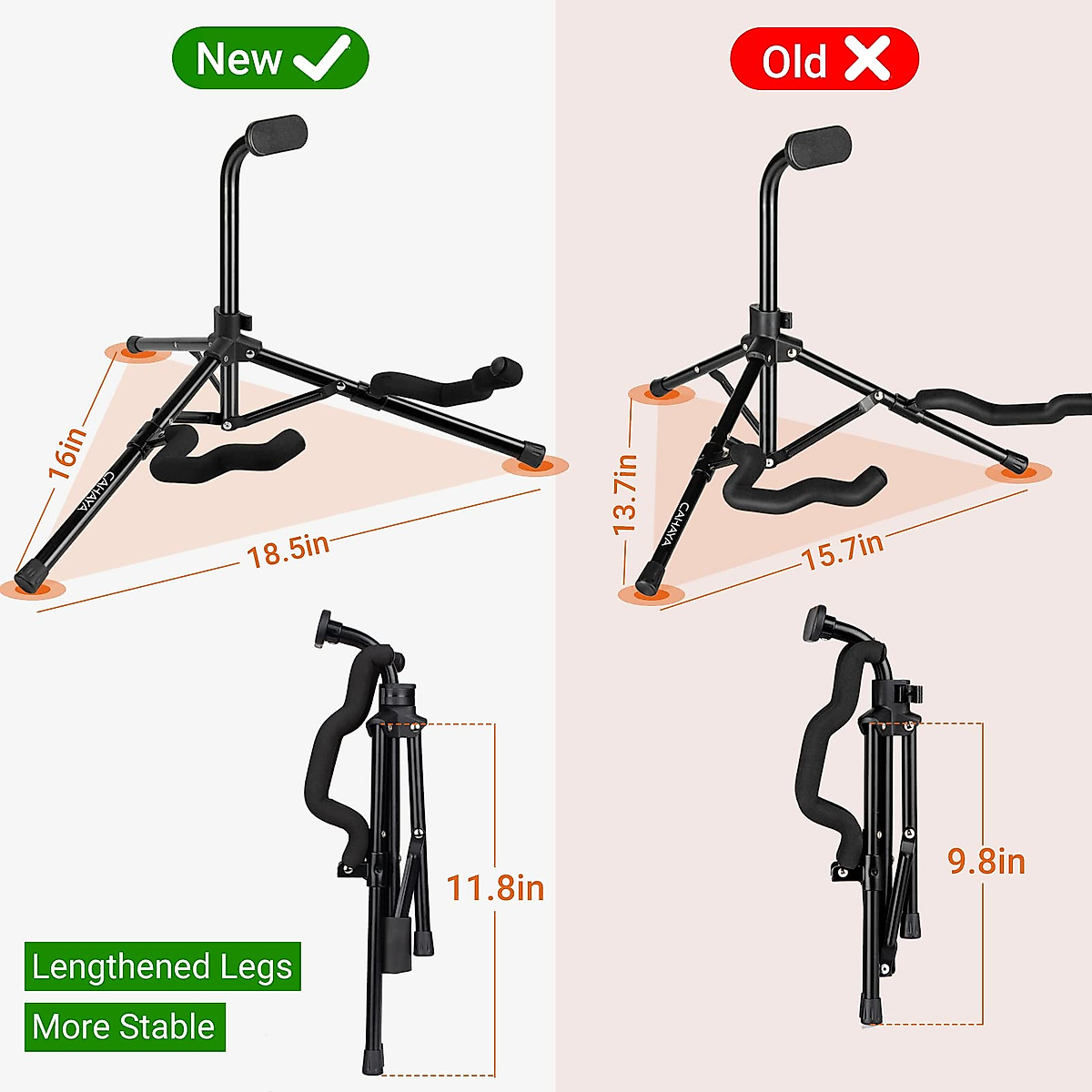 CAHAYA Guitar Stand Acoustic Floor Folding Guitar Holder Stand Tripod Metal Universal for Acoustic Classical Electric Guitars Bass Ukulele Violin Banjo Mandolin CY0242