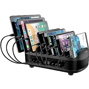 ORICO 120W 10 Port Charging Station for Multiple Devices 10 Ports Smart USB Charging Docking Organizer with Cooling Fan Compatible for iPhone, iPads, Samsung, Android Phone and Tablets
