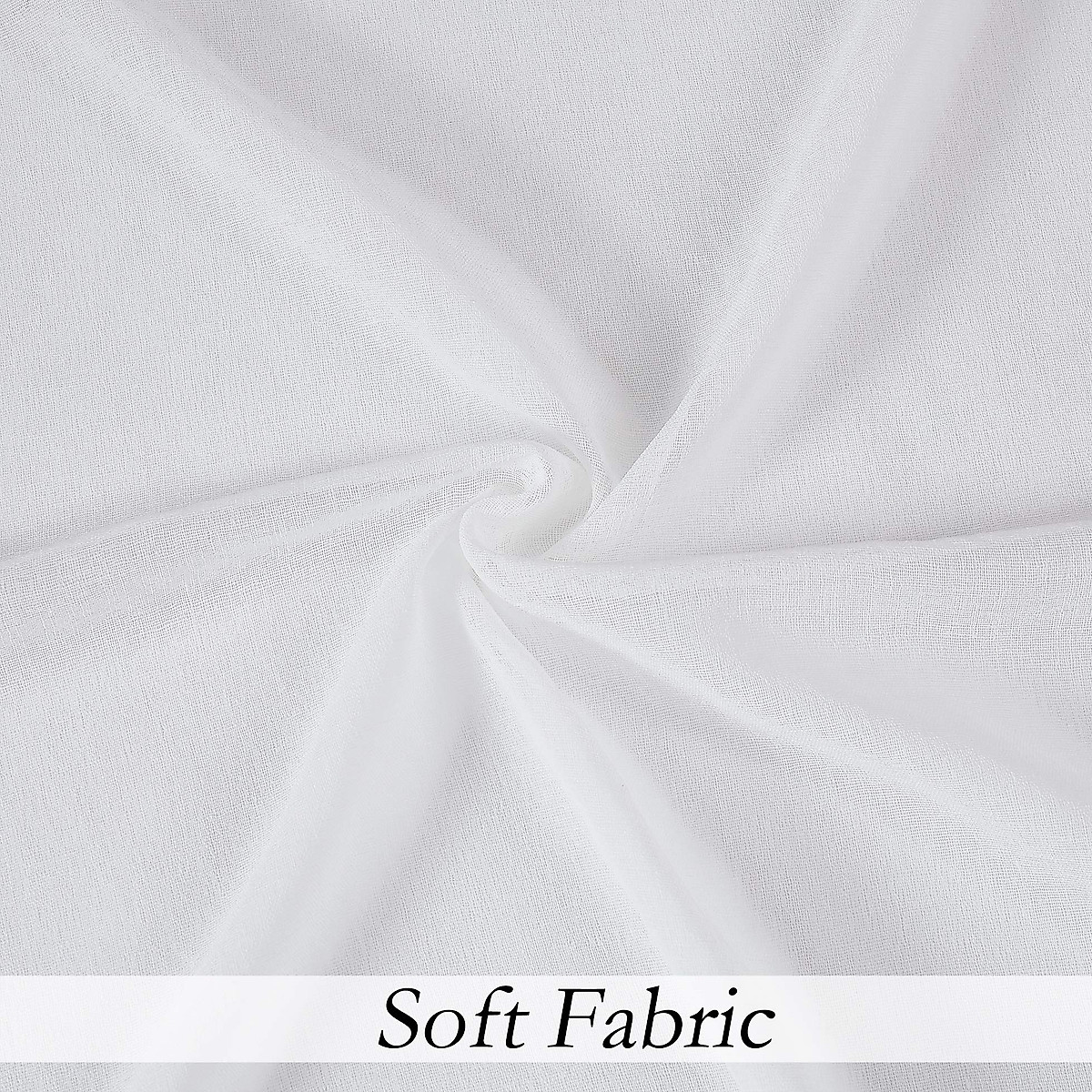 Central Park White Solid Waterfall Valance Window Curtain Linen Texture Rod Pocket with Tassel Accessories for Living and Bedroom Semi Sheer Kitchen Curtain, 56"x38", 1 Piece