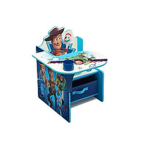 Delta Children Chair Desk with Storage Bin + Design and Store 6 Bin Toy Storage Organizer, Disney/Pixar Toy Story (Bundle)