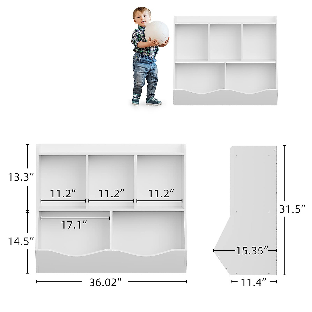 Amyove Kids Bookshelf and Bookcase Toy Storage Multi Shelf with Cubby Organizer Cabinet for Boys Girls,for Children Playroom Hallway Kindergarten School