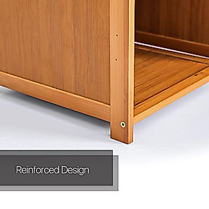 MoNiBloom Bamboo 3 Tier Narrow Bookshelf Freestanding Display Storage Shelves Cabinet Furniture for Bedroom Living Room Kitchen, Brown