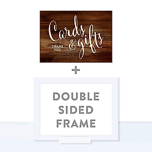Andaz Press Wedding Framed Party Signs, Rustic Wood Print, 5x7-inch, Cards and Gifts Thank You, 1-Pack, Includes Frame