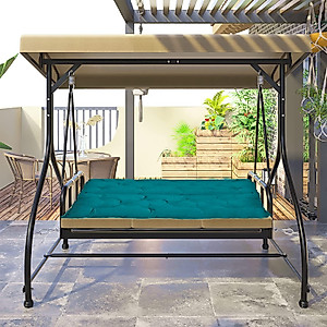 RUFXIEZW Porch Swing Cushions, Waterproof Bench Cushion with Backrest, 4In Thicck Three Seat Swing Replacement Cushions, Replacement Seat Pad Cushion for Patio Swing (Lake blue, 40 * 60 in)