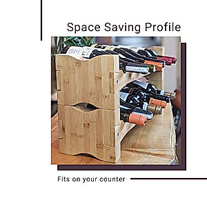 Vistal Stackable Wine Rack | Modern Countertop Bottle Storage | Freestanding Wine Organizer | Custom Design | Solid Wood