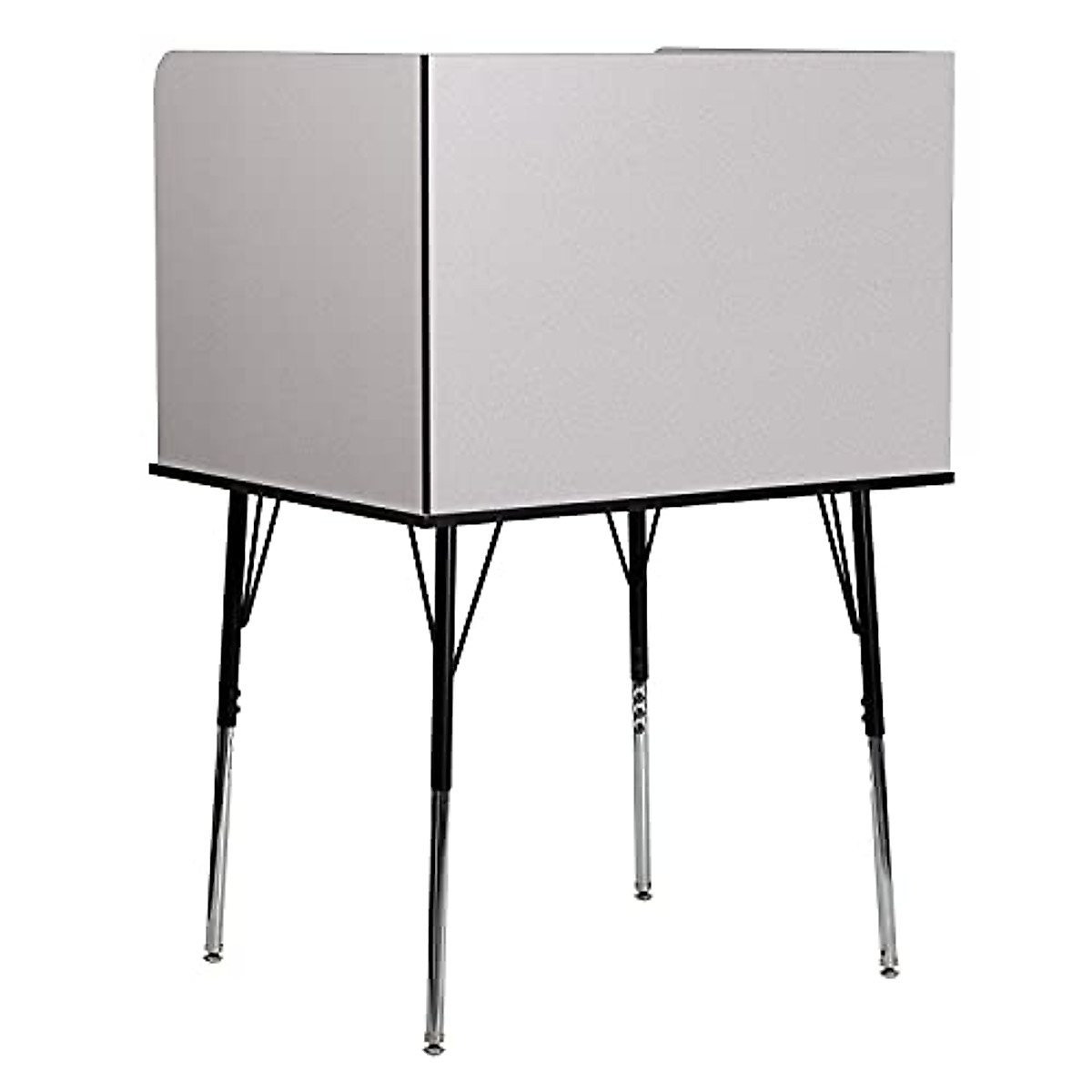 Flash Furniture Study Carrel - Nebula Grey Finish with Top Shelf - Height Adjustable Legs - Wire Management Grommet