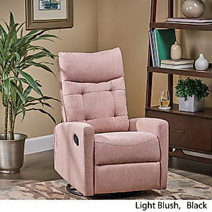 Great Deal Furniture Ishtar Contemporary Glider Swivel Push Back Nursery Recliner - Light Blush and Black Finish
