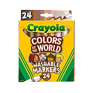 Crayola Colors of The World Markers, Skin Tone Markers, Classroom Supplies, Gift for Kids, 24 Count (Styles Vary)