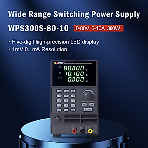 MATRIX Wide Range Programmable DC Power Supply WPS300S-80-10, 80V 10A 300W Adjustable Power Supply with 1mV/0.1mA Resolution and USB, Bench Power Supply Variable with List Output and 9 Groups Storage