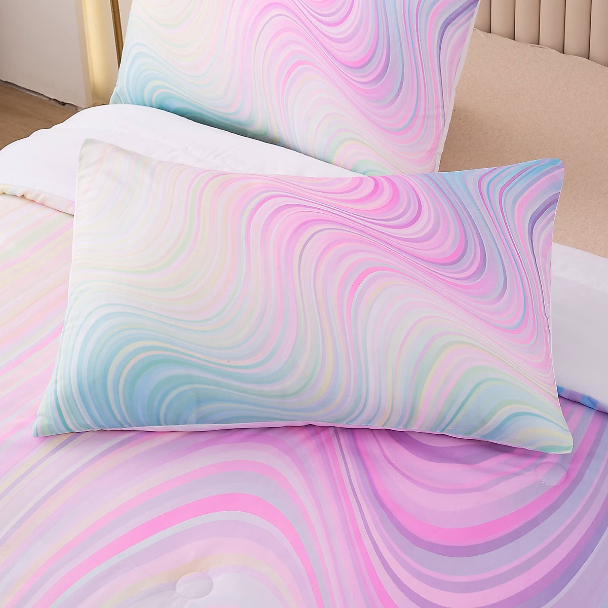 Bodhi King comforter set for girls,kids bedding sets,pink bedding for girls,king size bedding sets for kids,blue and pink comforter,tie dye bedding sets with pillowcase.