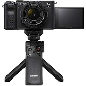 Sony a7C Mirrorless Full Frame Camera Body with 28-60mm F4-5.6 Lens Black ILCE7CL/B Bundle + Vlogger Kit ACCVC1: GP-VPT2BT Shooting Grip w. Wireless Remote + 2X Battery + Deco Gear Bag & Accessories