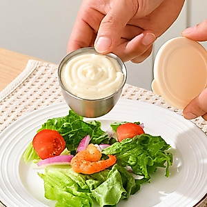 generic Stainless Steel Salad Dressing Container with Lid, Condiment Containers Leakproof and Reusable Small Containers for amping Kitchen(beige), AM0X3R0MW0FUS