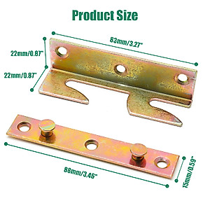 BokWin 4 Sets No Mortise Bed Rail Fittings Wooden Bed Frame Connectors Metal Bed Rail Fasteners