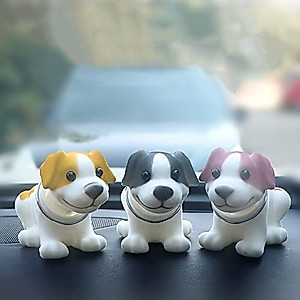 SEADEAR Dog Car Shaking Head Resin Ornament Cute Car Dashboard Bobble Head Dog Decoration Funny Car Interior Shaking Head Puppy Decor,for Desktop Ornament Home Office Decor