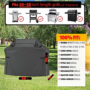 Cbiumpro 58 Inch Grill Cover for Outdoor Grill, Durable Weatherproof BBQ Covers for Outside Weber Spirit E-210, E-310, E-315, E-330, E-335, S-315, Char-Broil, Brinkmann, Nexgrill (2-5 Burner)