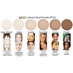 Mineral Dual Powder - 4-in-1 Pressed Mineral Foundation with SPF 15 for Flawless Glow - Oil-Free, Talc-Free, Gluten-Free, 0.45 oz (Lullaby - Light) by Mommy Makeup