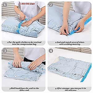 Andiker Vacuum Storage Bags 6 Pcs, Transparent and Environmental Protection Travel Compression Bags Sealing Clothes Bags Save 80% Space Saver Bag
