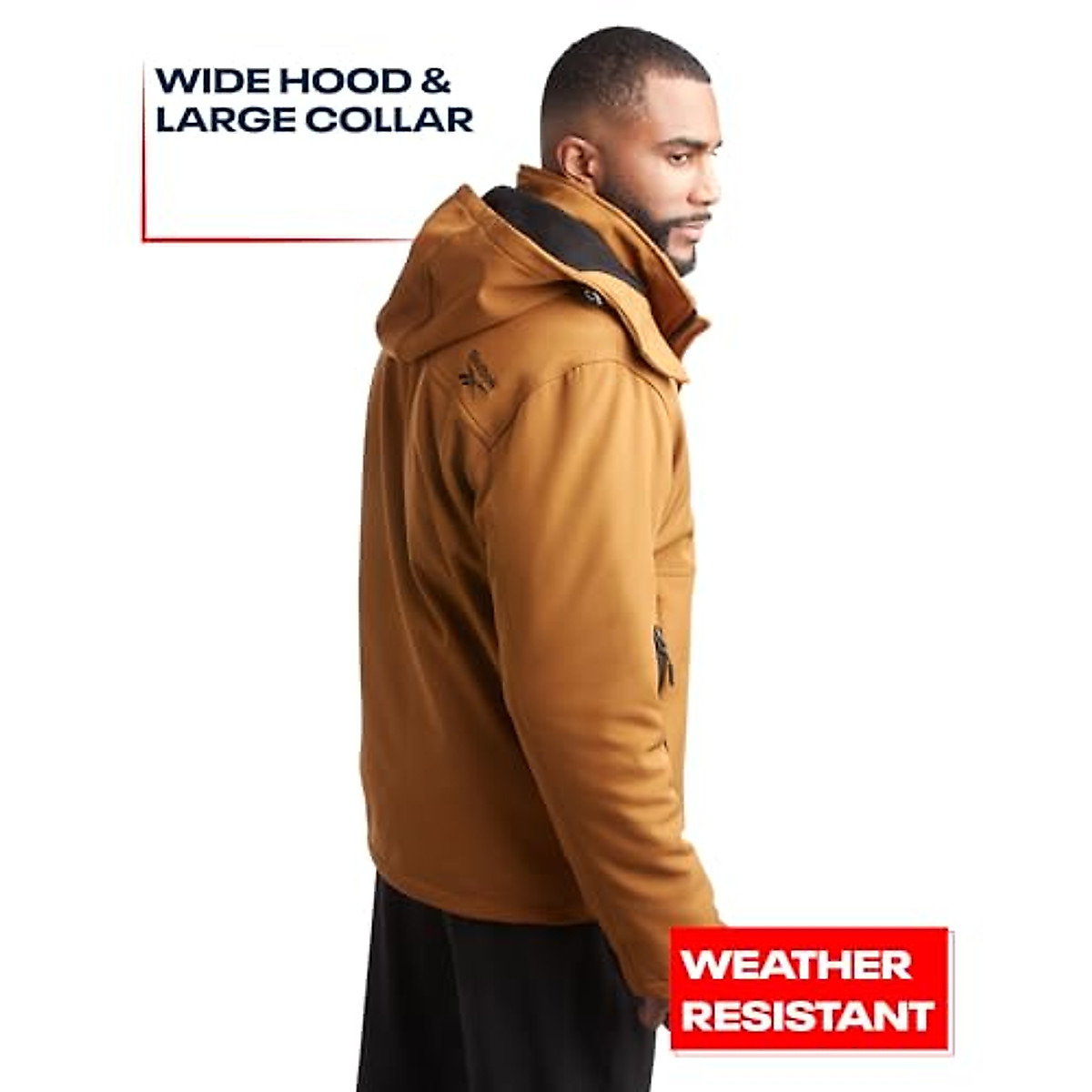 Reebok Men's Winter Coat –Softshell Jacket with Removable Puffer Coat – System Ski Jacket for Men (M-XXL), Size Medium, Timber