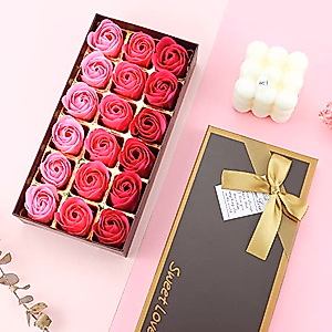 JIALEEY Floral Scented Bath Soap Rose Flower Petals, Plant Essential Oil Rose Soap Set Guest Soap Shaped Petals Best Gifts Ideas for Her Women Teens Girls Mom Birthdays, 18 PCS Pink