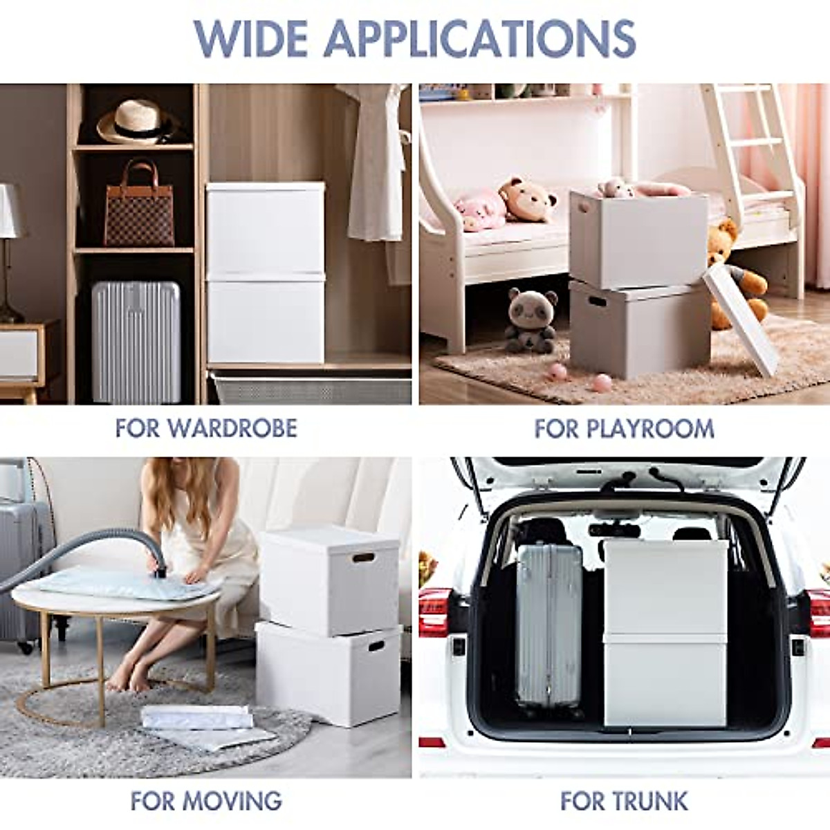 TAILINK Storage Bins 2 Pack 32L & Vacuum Storage Bags 9 Pieces, Collapsible & Stackable Storage Box Folding Storage Containers for Organizing Clothes, Toys, Books, 80% Space Released