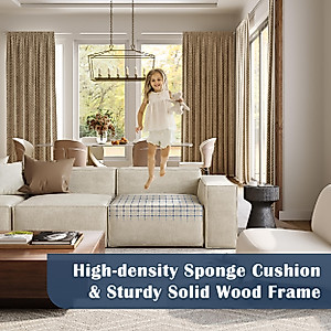 POVISON 115" Modular Sectional Sofa for Living Room Modern Large Sectional Couches Velvet Deep Seat Sofa Set 3 Seats Oversized Big Comfy Cloud Couch for House Office