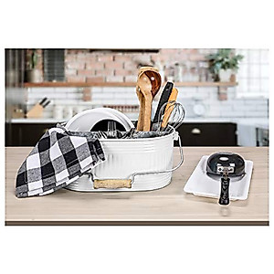 Alpha Living Home Flatware Caddy, Storage Large Kitchen Drawer Organizer, Bathroom Drawer Organizer, Kitchen Drawer Organizer for Large Utensils, Desk Organizer Pen Pencil Holder Storage - White/Gray