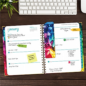 Global Printed Products, HARDCOVER 2024 Planner: (November 2023 Through December 2024) 8.5"x11" Daily Weekly Monthly Planner Yearly Agenda. Bookmark, Pocket Folder & Sticky Note Set (Rainbow Petals)