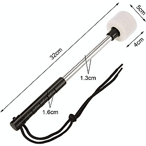 Jiayouy A Pair of Bass Drum Mallets Timpani Mallet Felt Mallets Sticks with Stainless Steel Handle Percussion Marching Band Accessory Length 320cm/12.6Inch