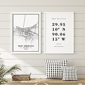 Dear Mapper New Orleans United States View Abstract Road Modern Map Art Minimalist Painting Black and White Canvas Line Art Print Poster Art Print Poster Home Decor (Set of 3 Unframed) (12x16inch)