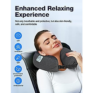 Rythboom 2 in 1 Pillow Speaker, Wireless Bluetooth Speaker with Stereo Sound, Adjustable Neck Pillow for Flight Travel Road Trips, Portable Washable Pillow for Home Office On The Go