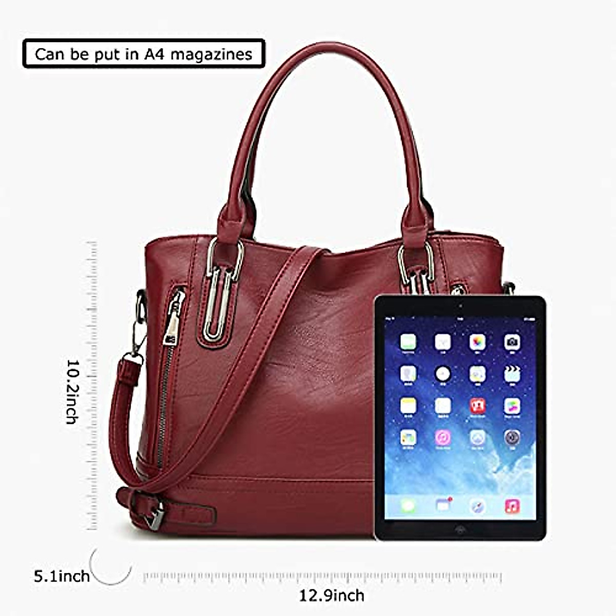 XingChen Women’s Leather Shoulder Handbags Crossbody Bags Hobo Totes Top-Handle Bag Satchel and Purse for Ladies（Wine）