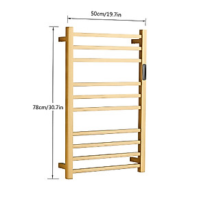 EWDPHW Heated Towel Rack Gold, 10 Bars Towel Warmer Rack for Bathroom Wall Mounted, Timer & Temperature Control Electric Towel Drying Rack, Hardwired