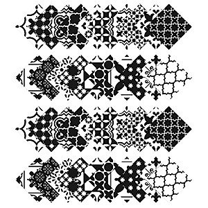 Soimoi Geometrical Stencils Print Precut 5-inch Cotton Fabric Quilting Squares Charm Pack DIY Patchwork Sewing Craft- White & Black