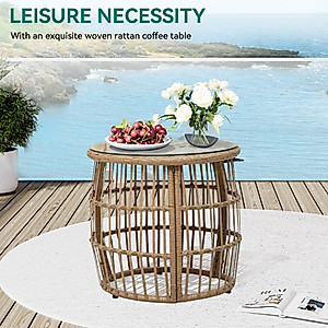 YITAHOME Double Egg Chair with Table 2 Person Wicker Egg Chair Indoor Outdoor Patio Egg Chair with Cushions 617lbs for Patio, Bedroom, Garden and Balcony, Beige