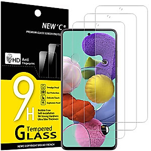 NEW'C [3 Pack] Designed for Samsung Galaxy A51 Screen Protector Tempered Glass, Case Friendly Ultra Resistant