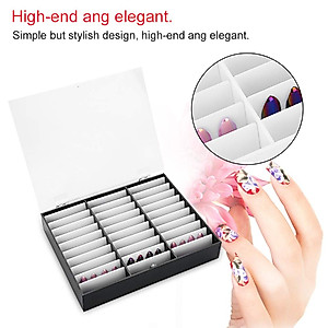 Nail Storage Box, Display Box Nail Art Decoration Container Empty Nail Tips Storage Box Fake Nail Display Case(Black)