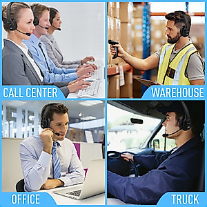 VELKPRO Wireless Headset with Microphone - Single-Ear Headphone, Adjustable Headband, Noise Isolation Mic - Communication for Truck Drivers, Home Office, Call Center