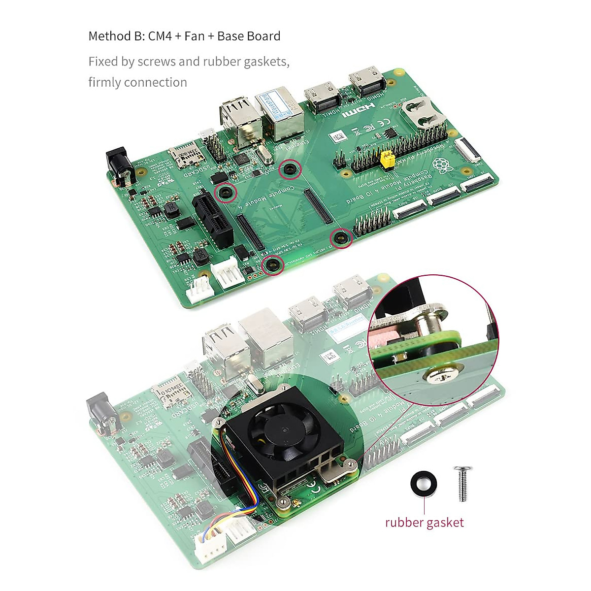 for Compute Module 4 3007 Cooling Fan 5V CPU Cooling Fan Cooler Radiator with Thermal Tapes, Low Noise, PWM Speed Adjustment