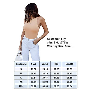 REORIA Womens Sexy Sleeveless High Neck Racer Back Halter Thong Bodysuits Leotard Tank Tops Black X-Large