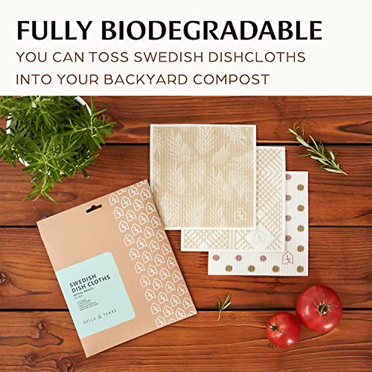 BELLE TERRE Roll-Up Dish Drying Rack & Swedish Dish Cloth Set - Space-Saving Sink Rack (17.5" x 12.8") with Utensil Tray & Reusable Absorbent Cloths - Solid Steel Construction & Cellulose Material